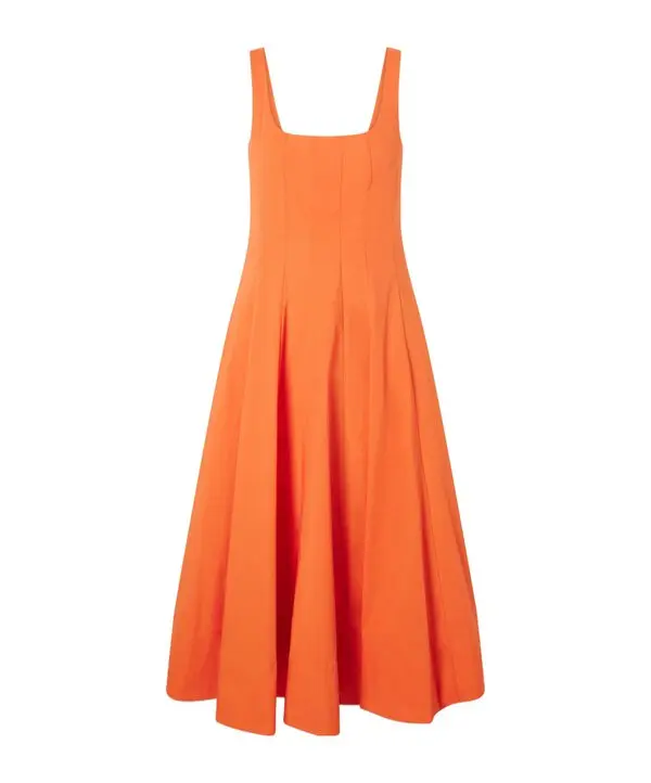 Staud Square Neck Midi Dress - Orange