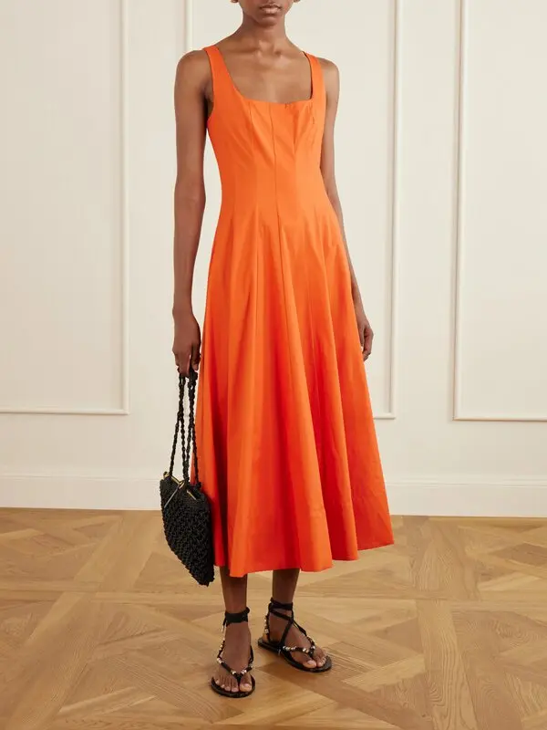 Staud Square Neck Midi Dress