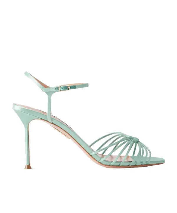 AQUAZZURA Knotted Satin Sandals - Green