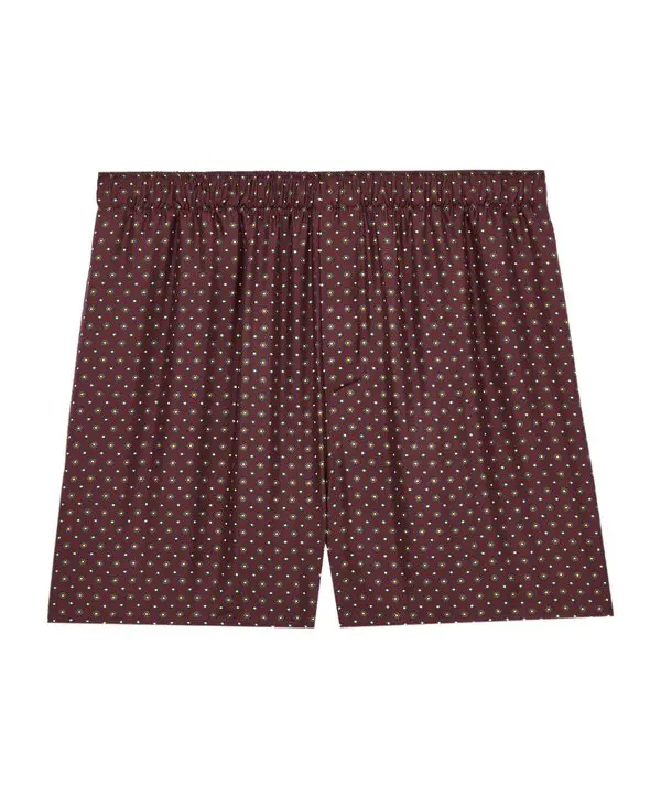 Saint Laurent Hexagon Silk Twill Shorts - Red