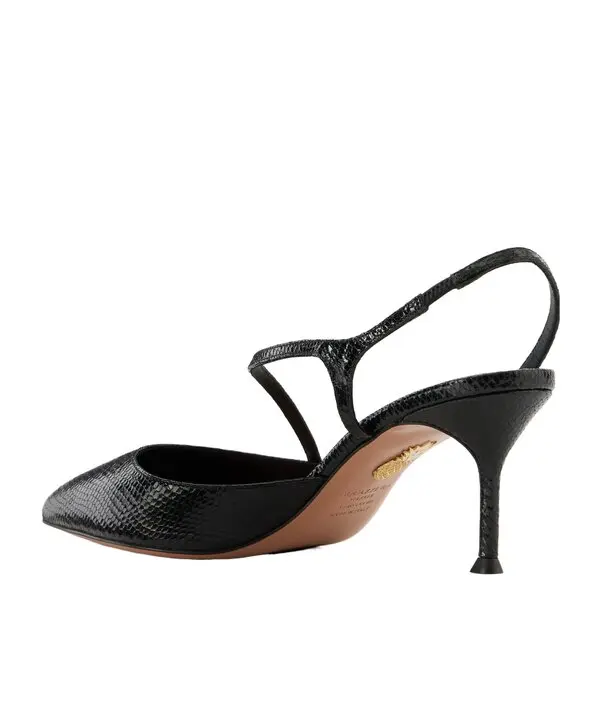 AQUAZZURA Snake-effect Leather Slingback Pumps