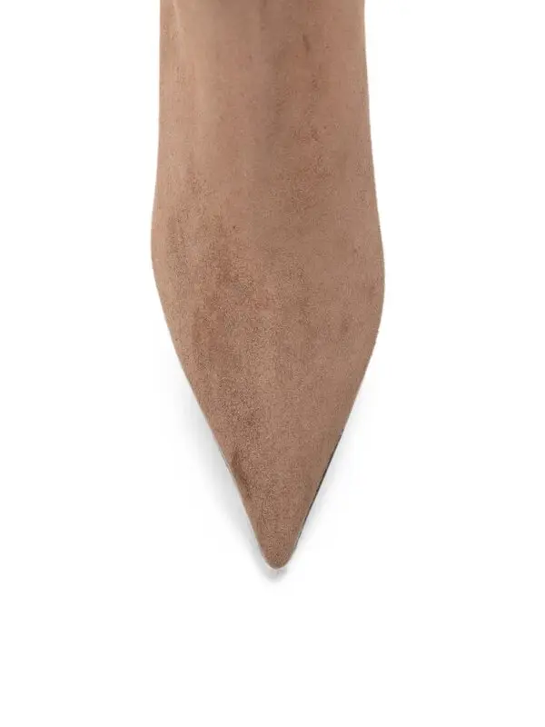 Khaite Suede Ankle Boots With Sculptural Mid Heel