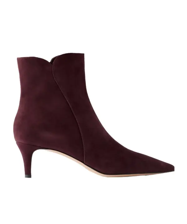 GIANVITO ROSSI Burgundy Suede Pointed-toe Ankle Boots - Black