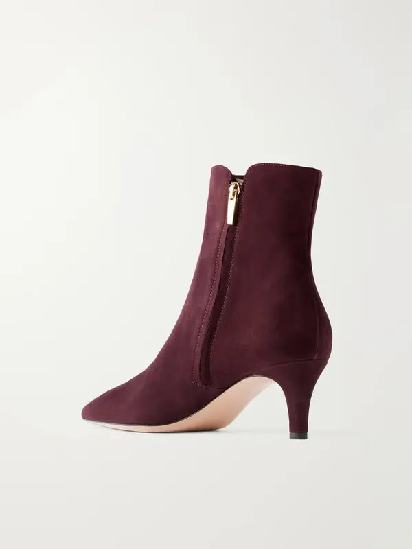 GIANVITO ROSSI Burgundy Suede Pointed-toe Ankle Boots