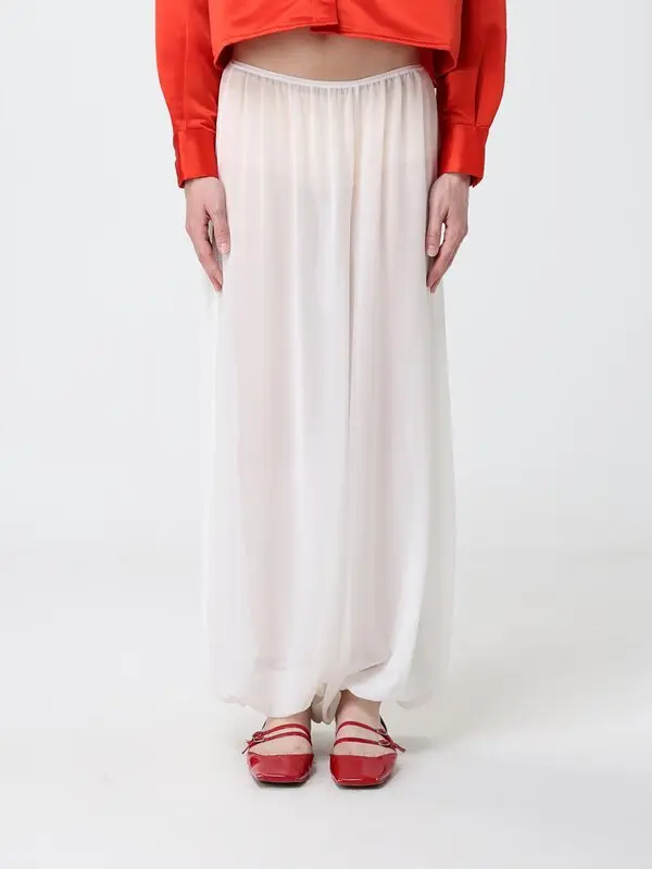 THE FRANKIE SHOP Sheer Gathered Hem Trousers - White