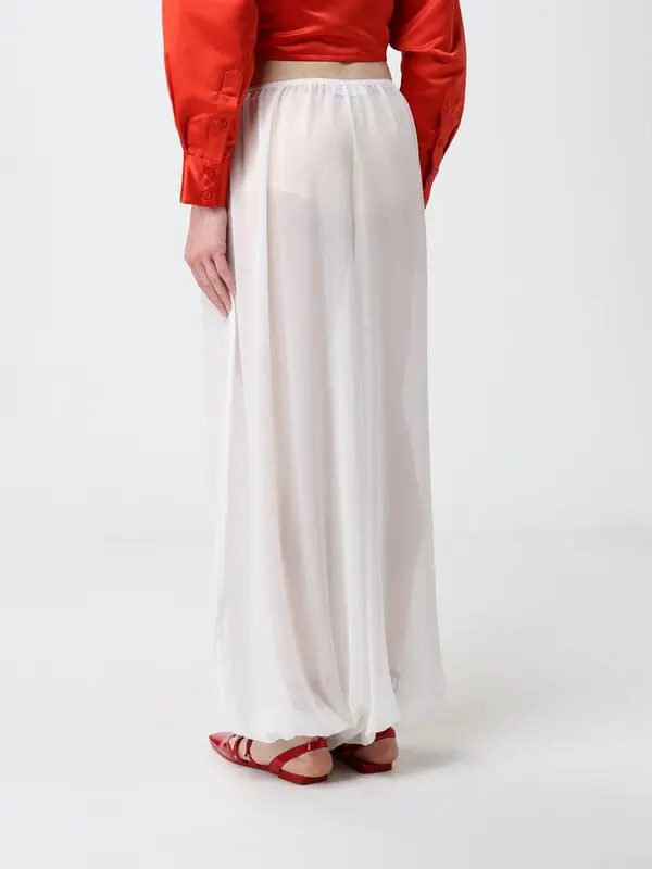 THE FRANKIE SHOP Sheer Gathered Hem Trousers - White