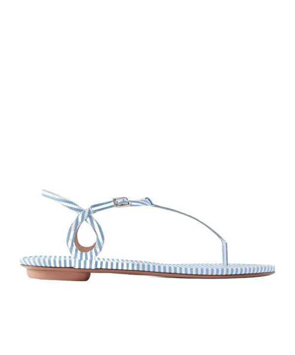 AQUAZZURA Almost Bare Striped Leather Sandals - No