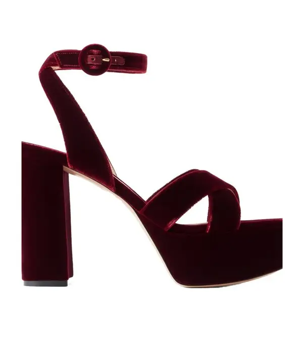 GIANVITO ROSSI Solid Velvet Sandals - Brown