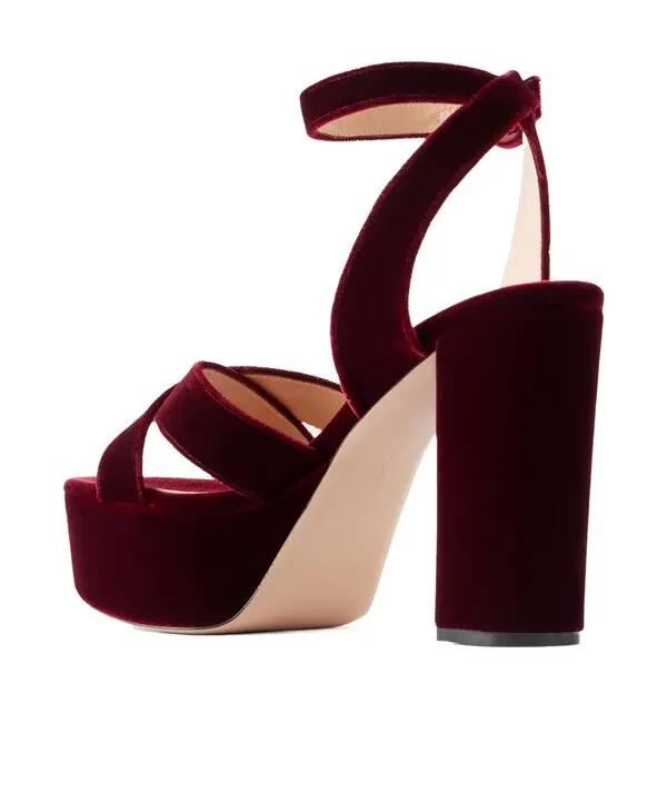 GIANVITO ROSSI Velvet Platform Sandals With Buckle Fastening