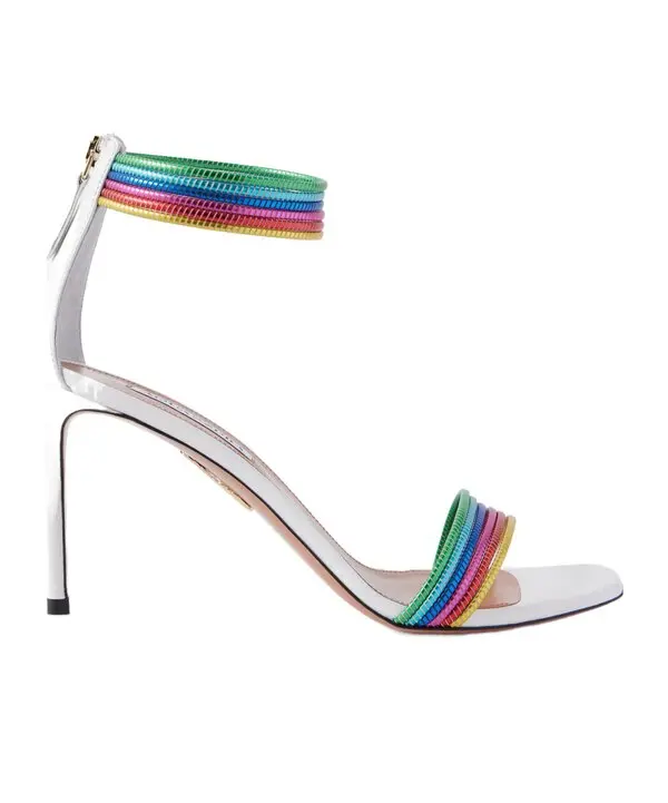 AQUAZZURA Solid Color Metallic Sandals - Multicolor