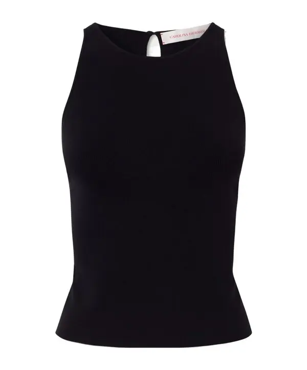 Carolina Herrera Cropped Ribbed-knit Jersey Tank - Black