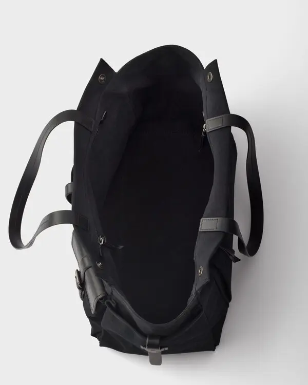 Prada Route Canvas And Leather Tote Bag