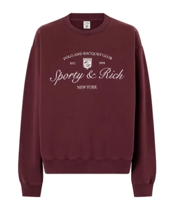SPORTY  RICH Sporty & Rich Crew Neck Pullover Hoodie