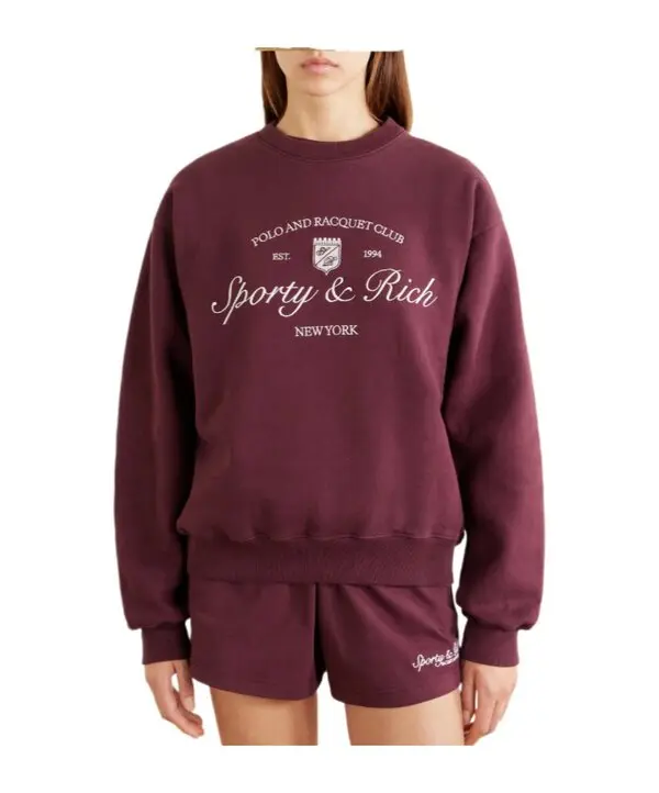 SPORTY  RICH Sporty & Rich Crew Neck Pullover Hoodie