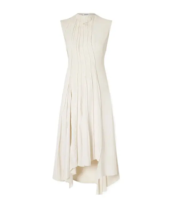 Victoria Beckham Pleated Cady Midi Dress - White