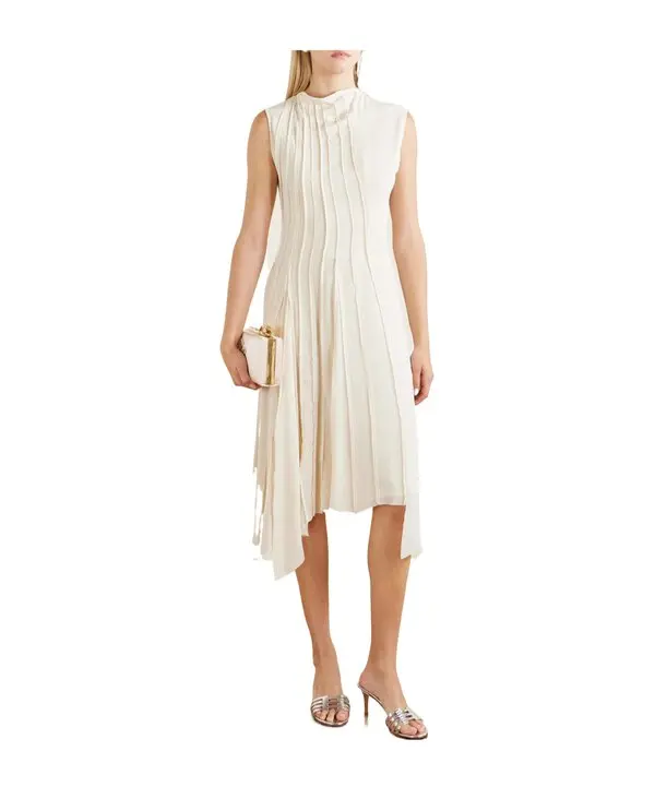 Victoria Beckham Pleated Cady Midi Dress