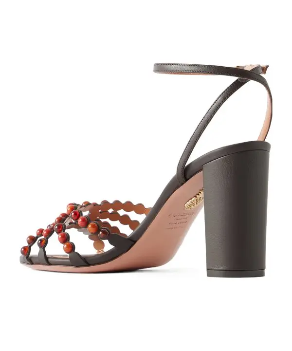 AQUAZZURA Embellished Leather Sandals