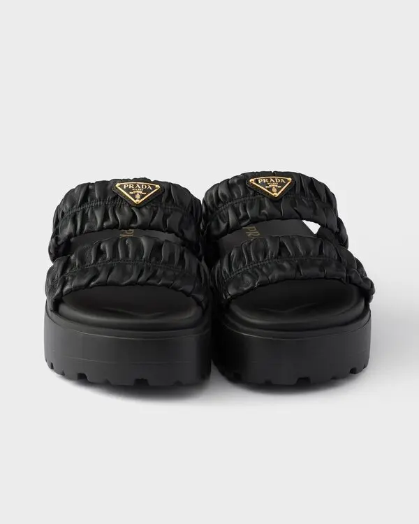 Prada Matelassé Nappa Leather Flatform Slides