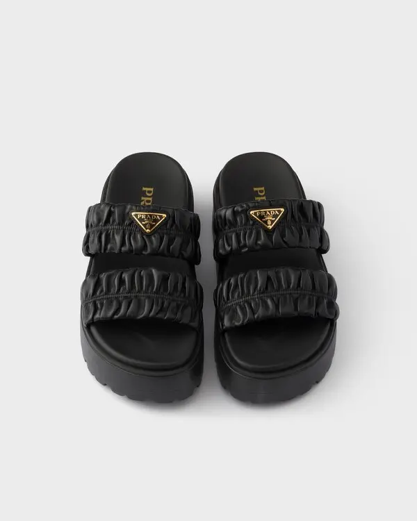 Prada Matelassé Nappa Leather Flatform Slides