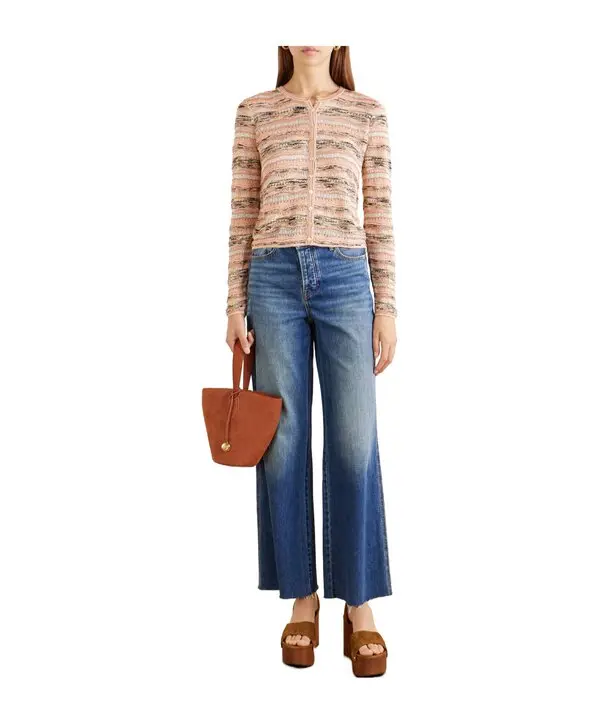 Ulla Johnson Striped Pointelle-knit Cardigan