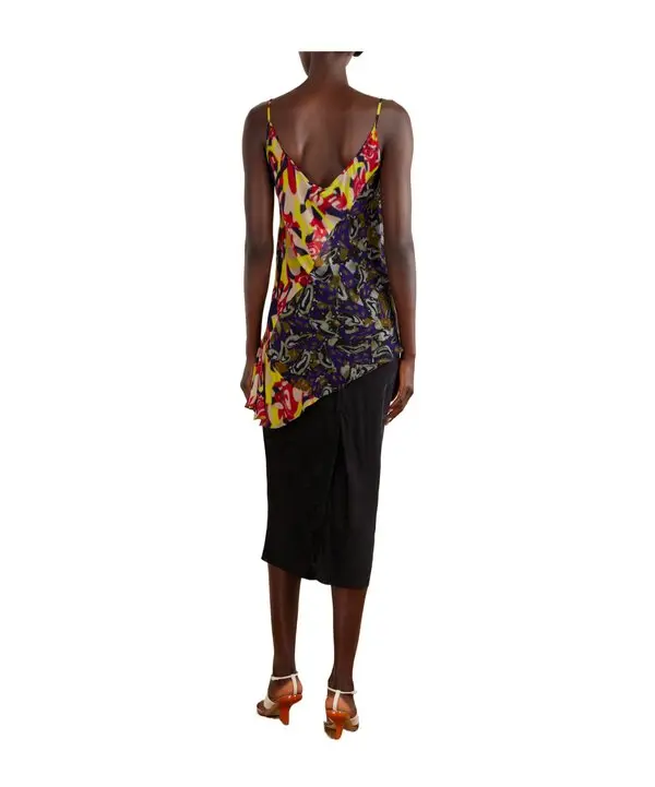 Dries Van Noten Ruffled Printed Asymmetric Georgette Camisole