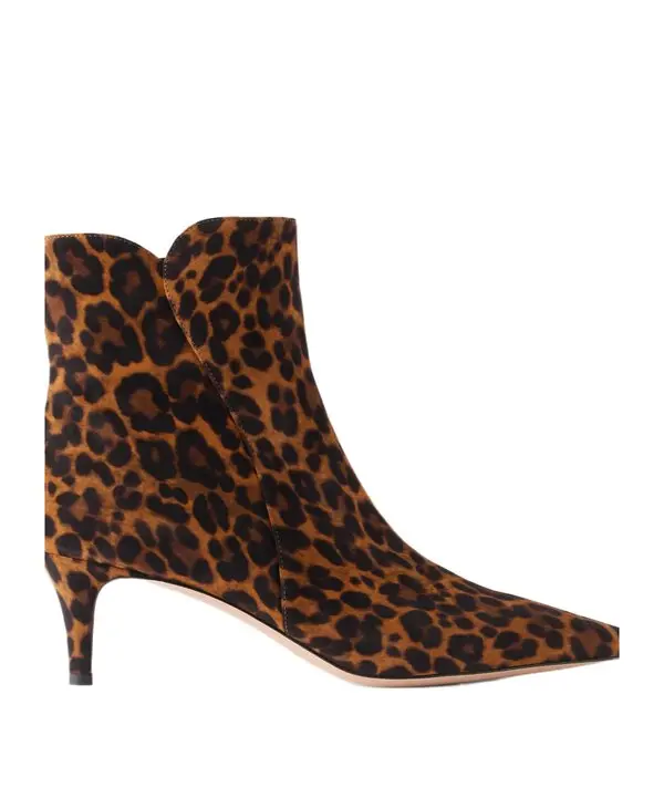GIANVITO ROSSI Leopard Print Mid-heel Ankle Boots - Black