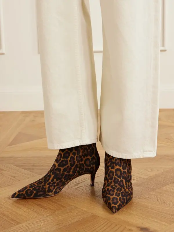 GIANVITO ROSSI Leopard Print Mid-heel Ankle Boots