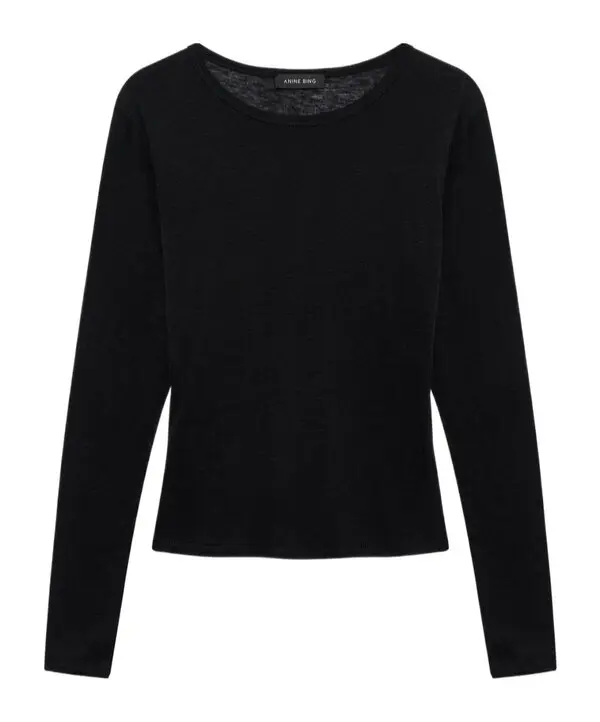 ANINE BING Sylvie Long Sleeve T-shirt - Black