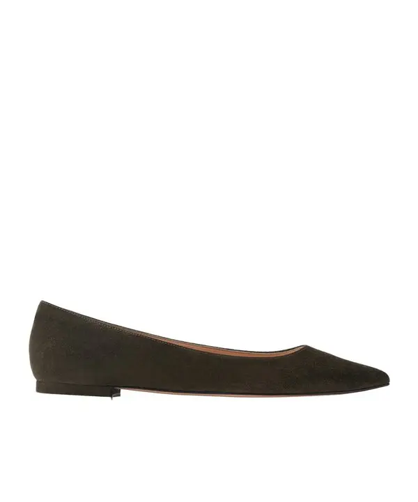 GIANVITO ROSSI Suede Ballet Flats - Black