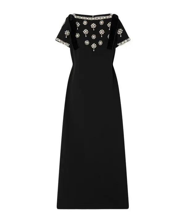 Carolina Herrera Embellished Crepe Dress - Black