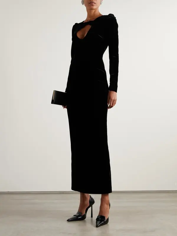 Alessandra Rich Velvet Dress With Openwork Bow Decoration