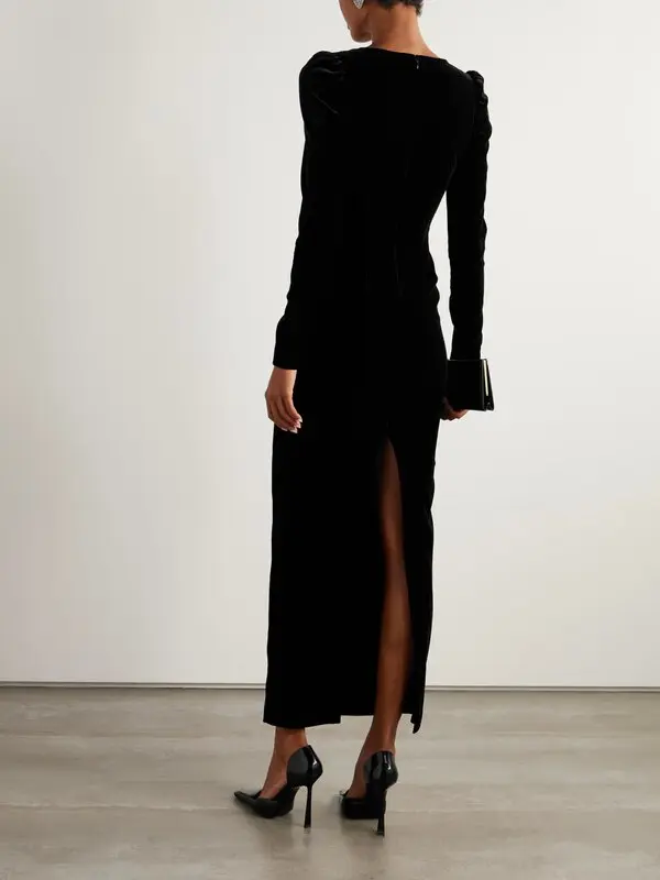 Alessandra Rich Velvet Dress With Openwork Bow Decoration