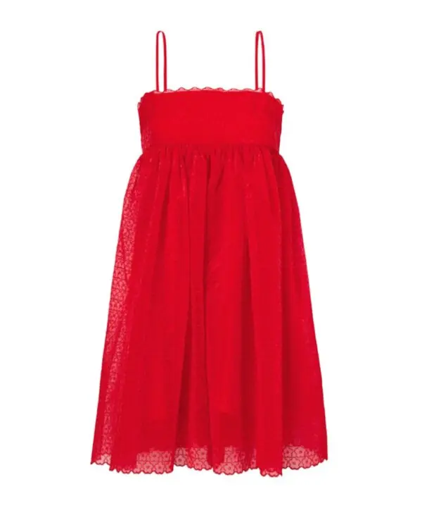 Cecilie Bahnsen Embroidered Slip Dress - Red