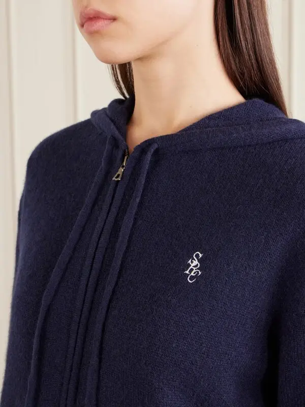 SPORTY  RICH Sporty & Rich Embroidered Cashmere And Wool Blend Cardigan