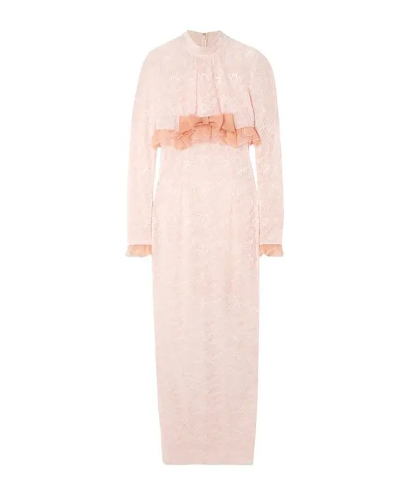 Alessandra Rich Bow-tie Ruffle Dress - Pink