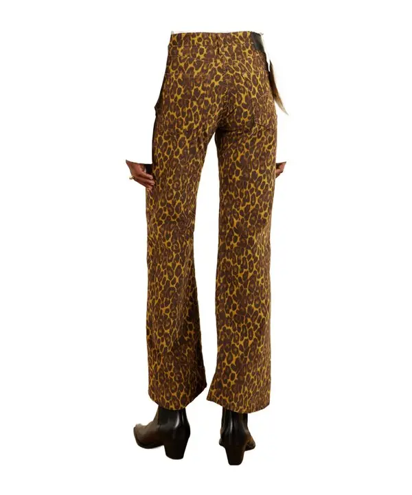 R13 Cropped Animal-print Flare Jeans