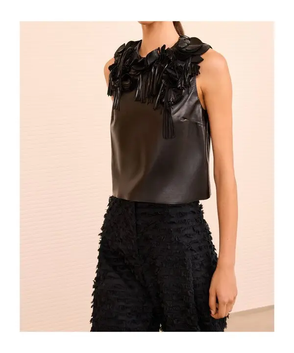 Ulla Johnson Marlowe Floral-appliquéd Leather Top