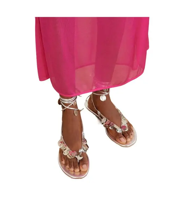 AQUAZZURA Florin Embellished Leather Thong Sandals