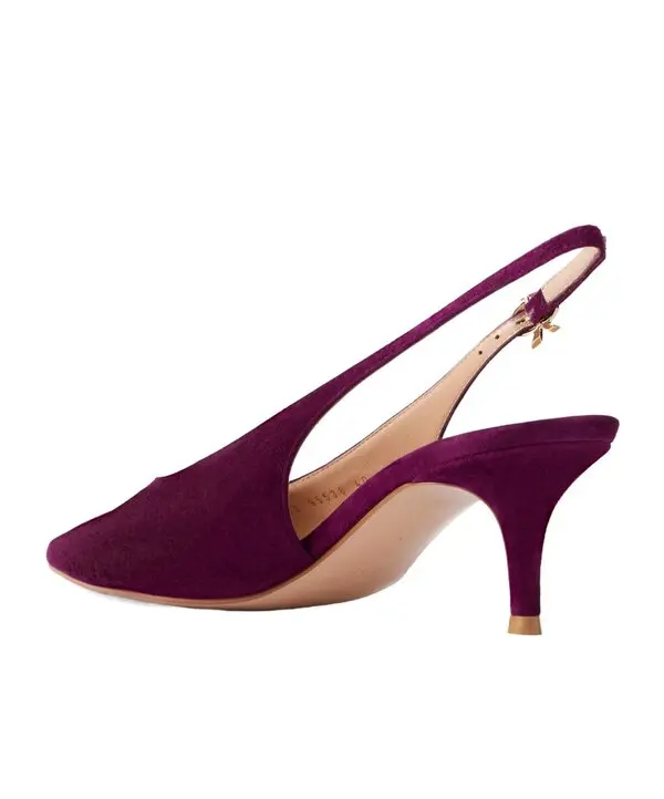 GIANVITO ROSSI Suede Slingback Heels With Gold Buckle - N/a
