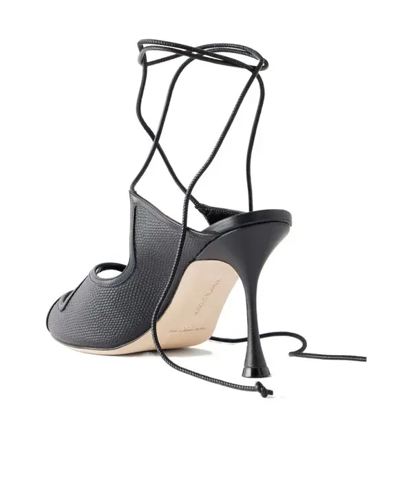 Manolo Blahnik Leather Cutout Stiletto Sandals