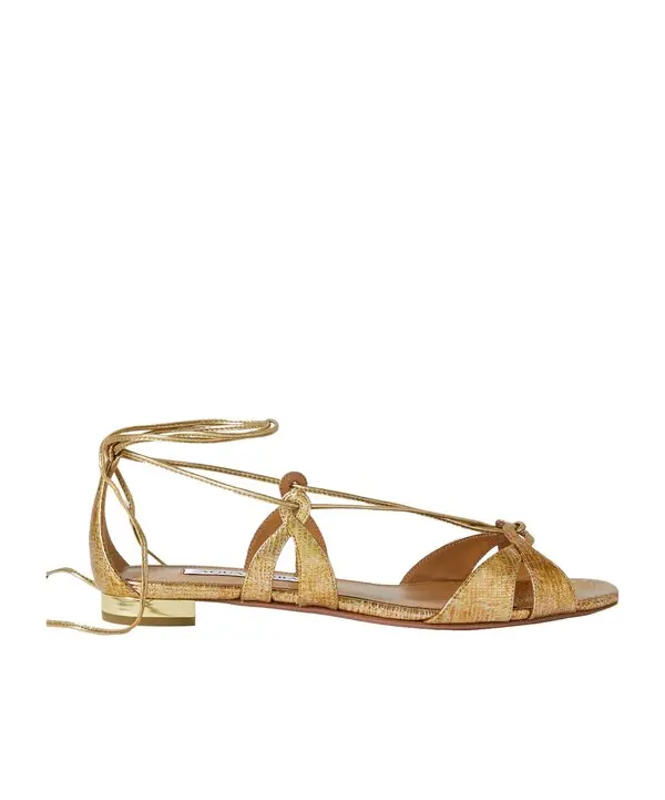 AQUAZZURA Snakeeffect Leather Sandals - Nude
