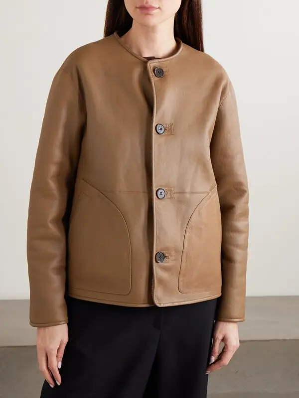 ARMA Reversible Leather And Shearling Jacket - Brown