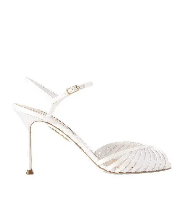 AQUAZZURA Hold Me 85 Satin Sandals - White