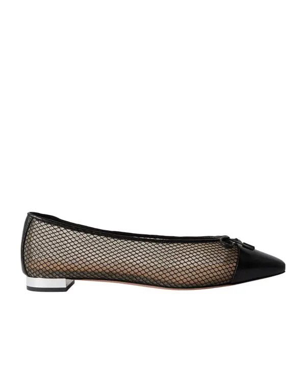 AQUAZZURA Genuine Leather Pointed Toe Flat Shoes - Black