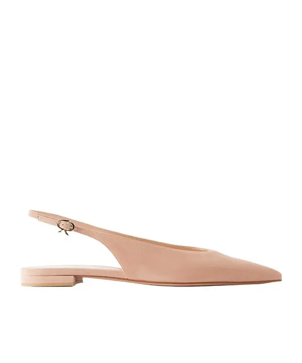 GIANVITO ROSSI Suede Slingback Ballet Flats - Nude