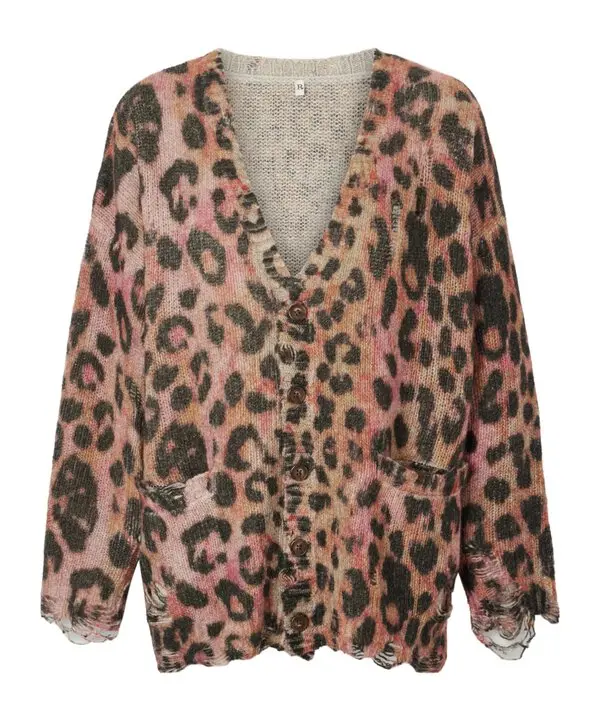 R13 Leopard-print Cardigan - Brown