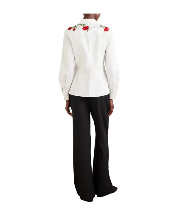 Carolina Herrera Floral Appliqué Cotton-blend Shirt