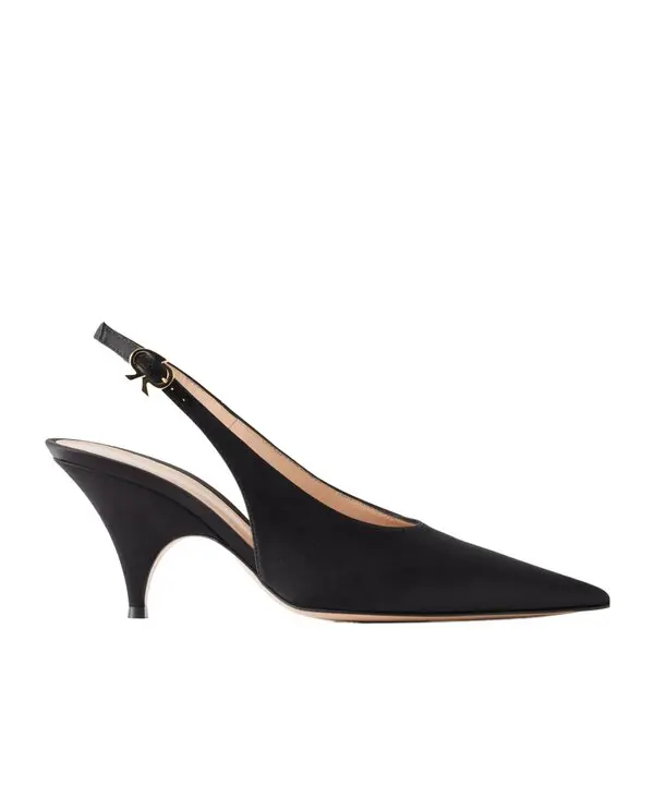 GIANVITO ROSSI Satin Pointed Slingback Pumps