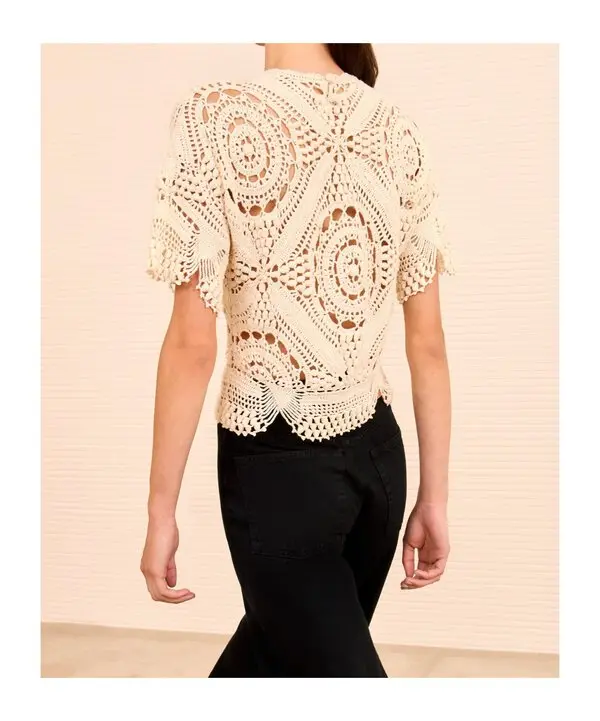 Ulla Johnson Hand-crocheted Short-sleeve Top