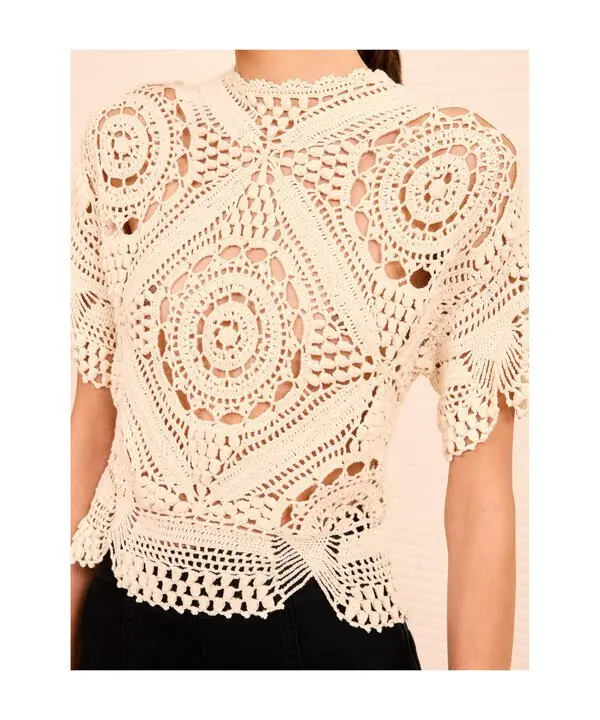Ulla Johnson Hand-crocheted Short-sleeve Top